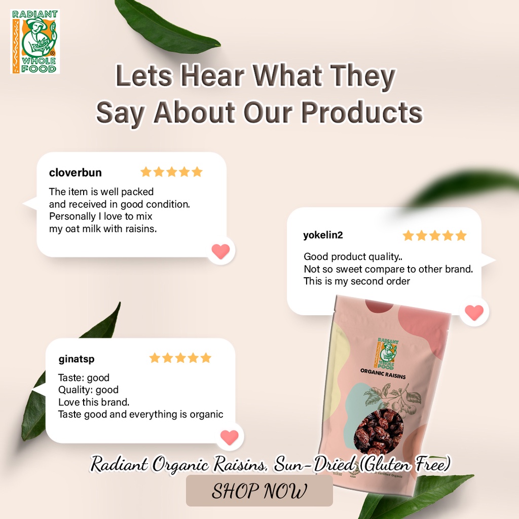 Radiant Organic Raisins, Sun-Dried (Gluten Free) 250g | Shopee Malaysia
