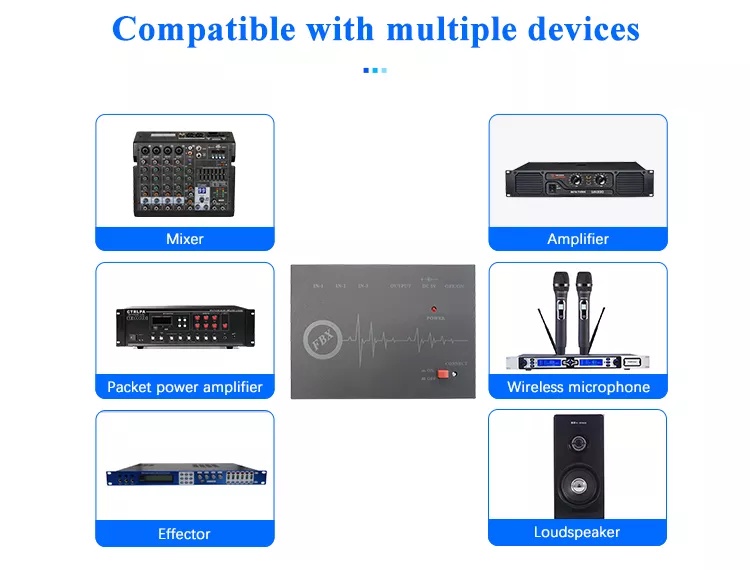 3 Channels Wireless Microphone Feedback Suppressor Small Microphone ...