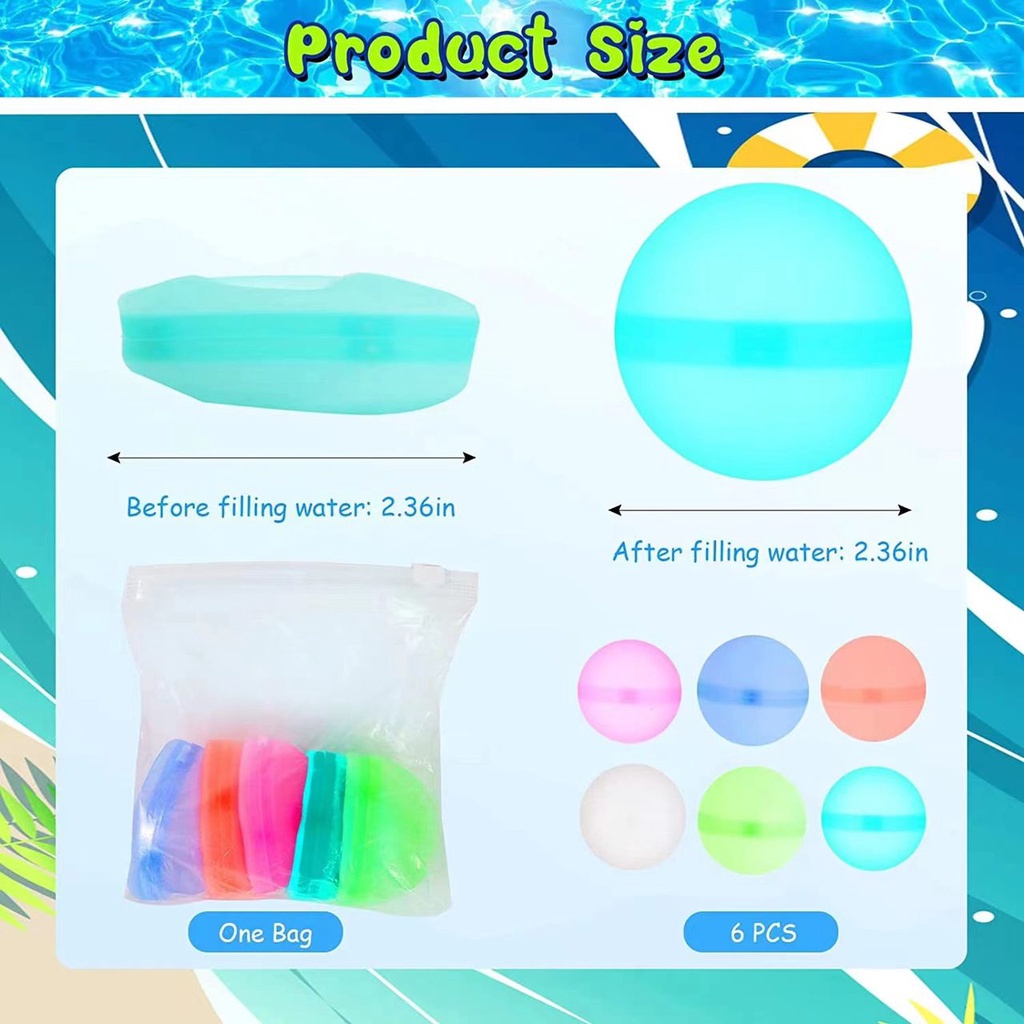 3H Reusable Water Bomb Splash Balls Balloons Absorbent Ball Outdoor ...