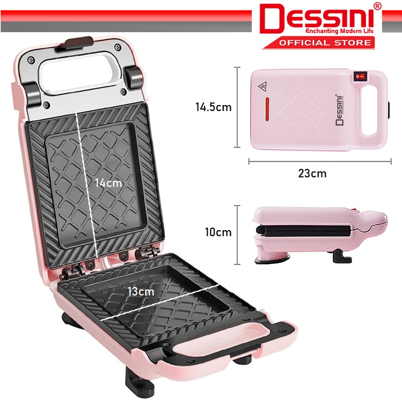 DESSINI ITALY Double Sided Electric Sandwich Panini Waffle Pizza Maker ...
