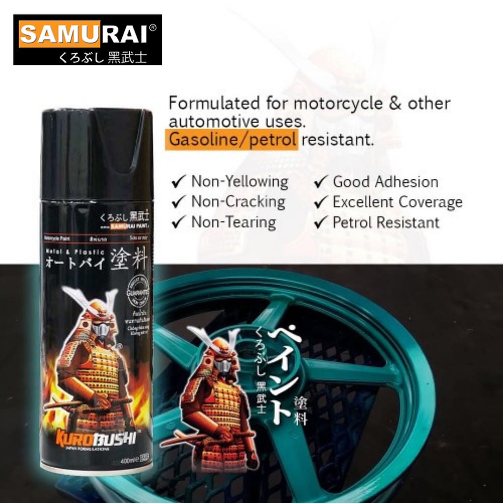 Samurai STANDARD COLOURS Spray Paint 38 Colour 400mℓ Aerosol Cat Spray Tin Cat Motor Cat Kereta ...