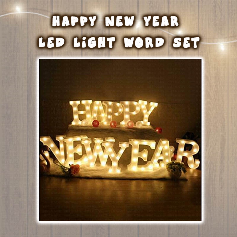 HAPPY NEW YEAR LED Light Word Set 3D English Letter Wording Alphabet ...