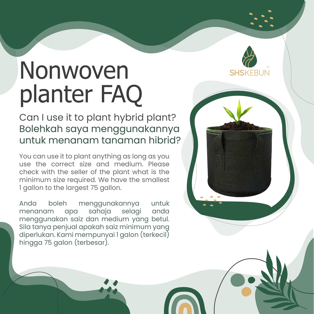 Pasu Besar Outdoor 30 or 50 Gallon Planter Bag Plant Pot Outdoor ...