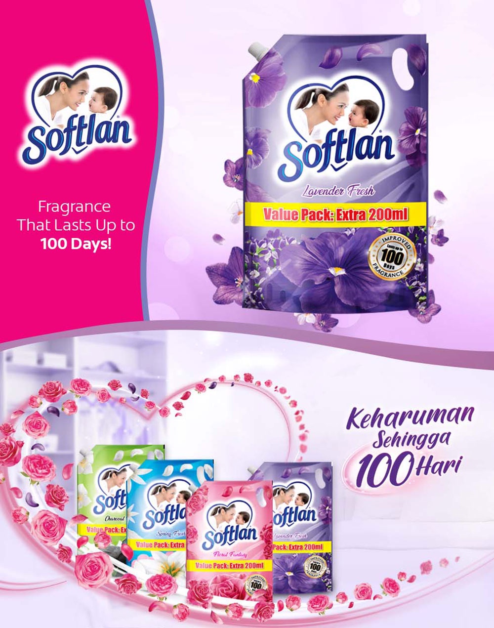 Softlan Anti Wrinkles Lavender Fresh (Purple) Fabric Softener 500ml ...