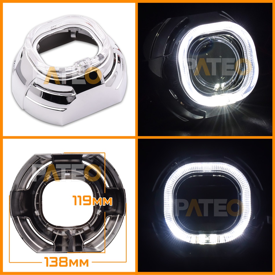 Projector Bezel LED Angel Eyes Halo Rings Shrouds For 3 inch Hella 3r 5 ...