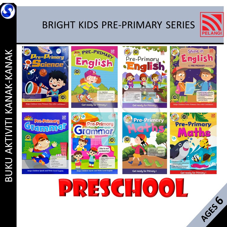 BRIGHT KIDS BOOKS PRE-PRIMARY SERIES PRESCHOOL / PRASEKOLAH (2022/2023) EXERCISE BOOK AGES 6 ...