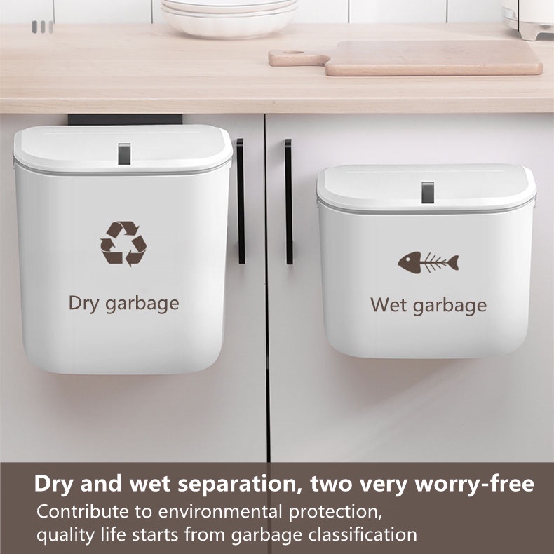 【FUN】toilet dustbin bathroom Trash Can with cover 7L and 9L Cabinet door wall hanging and patch ...