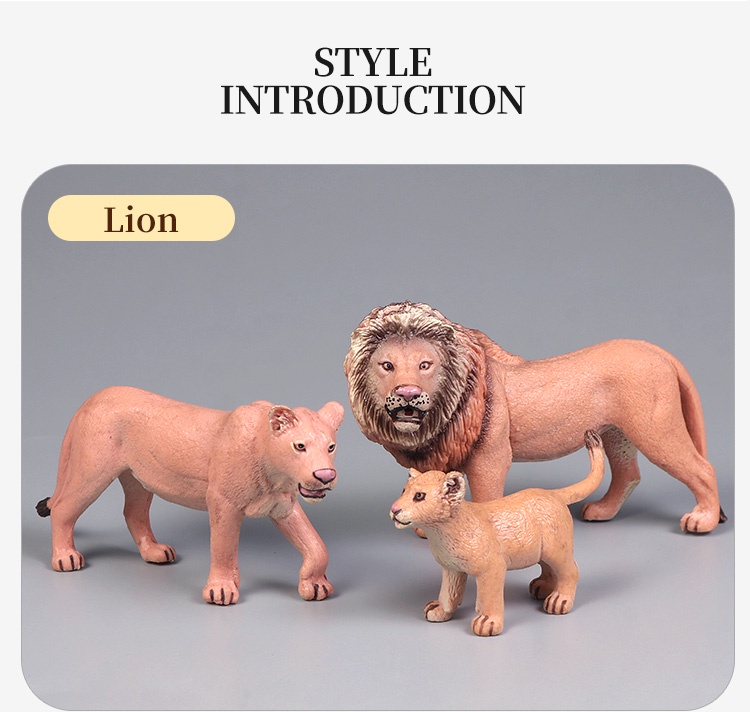 African Wild Lion Family Simulation Animals Models Set Zoo Scene ...
