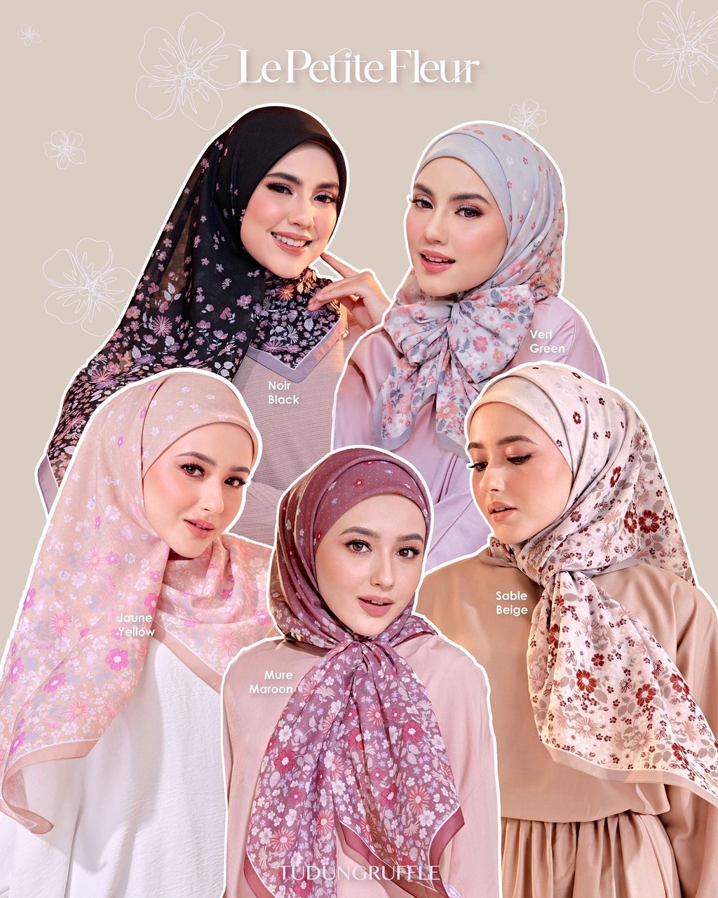 TUDUNG RUFFLE Tudung TR Le Petit Fleur / Nusantara / Baba Nyonya Cotton Velvet Voile Bawal Woman ...