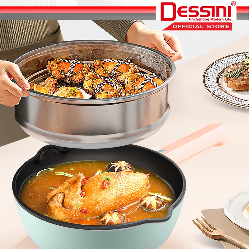 DESSINI ITALY Electric Cooker Steamboat Hot Pot Non Stick Frying Wok ...