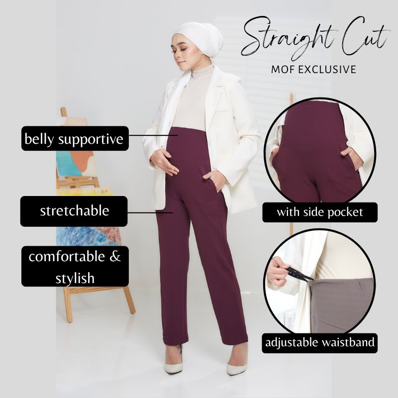 MOF Exclusive Maternity Stretchable Straight Cut Pants | Seluar Mengandung Muslimah Panjang ...