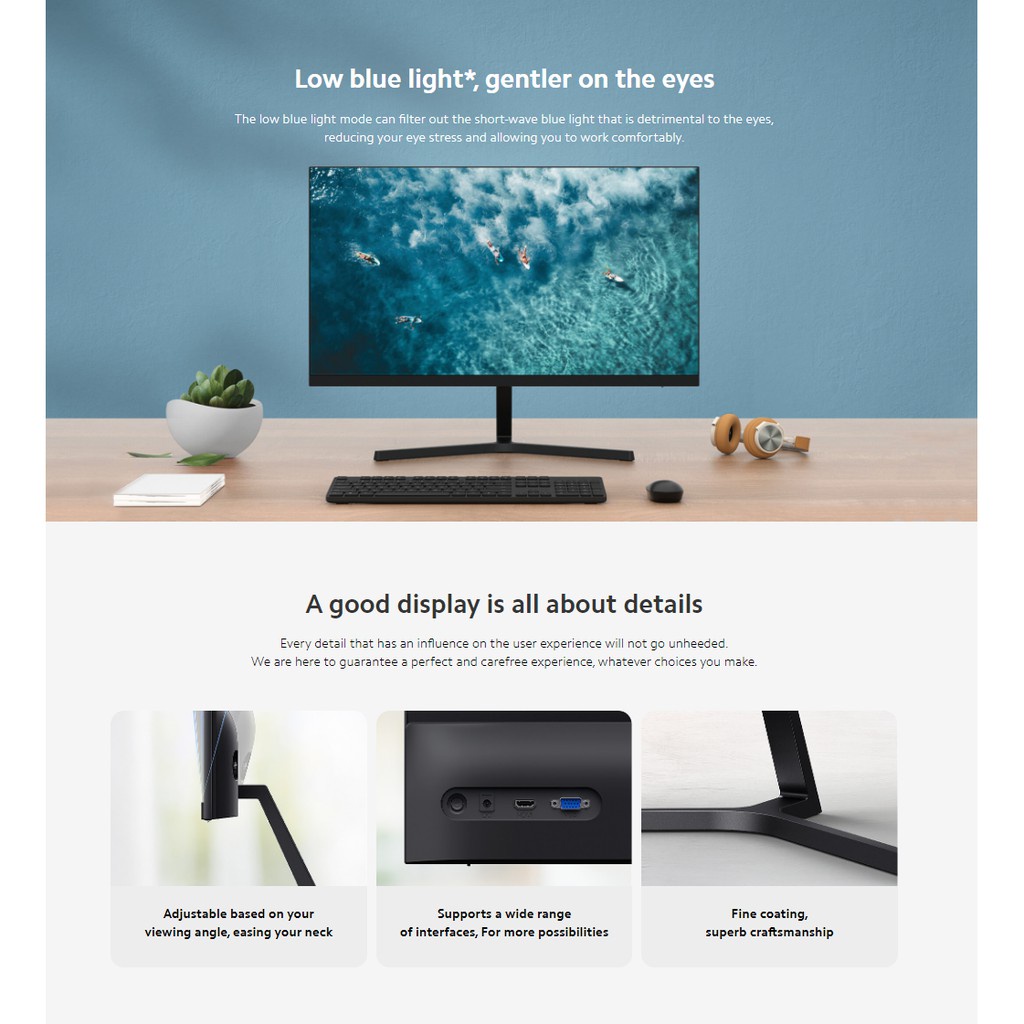 Xiaomi Mi 1C Desktop Monitor 23.8" Full HD 1080P IPS 60Hz 178 Degree ...