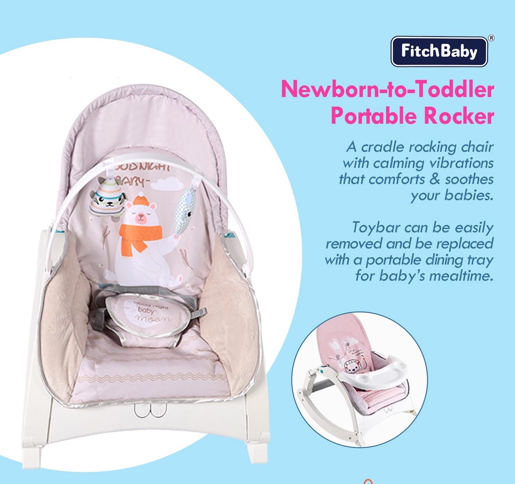 Portable Baby Rocker 3 in 1 Deluxe Music Bouncer with Safety Belt and ...