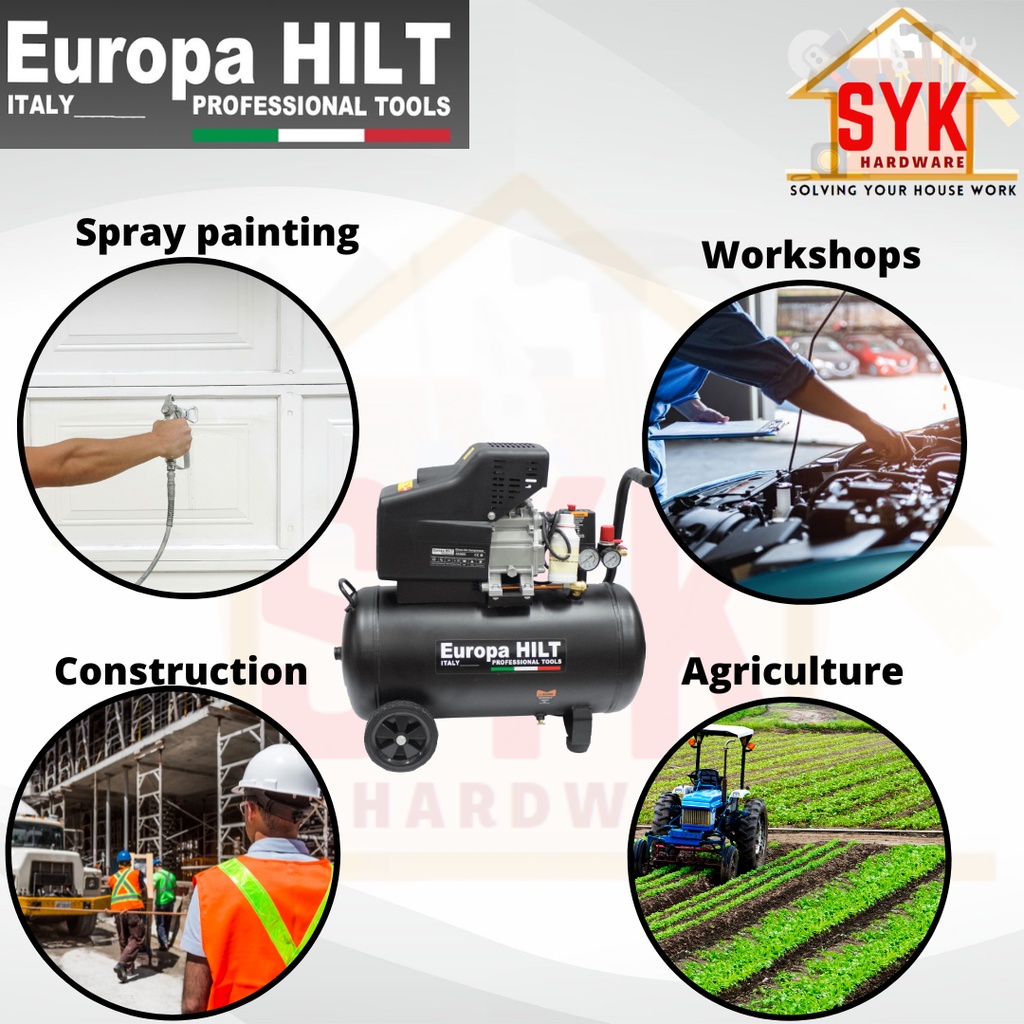 SYK Europa Hilt EA471-15A Portable Air Compressor 50 Liter Direct Driver Oil Compressor Angin ...
