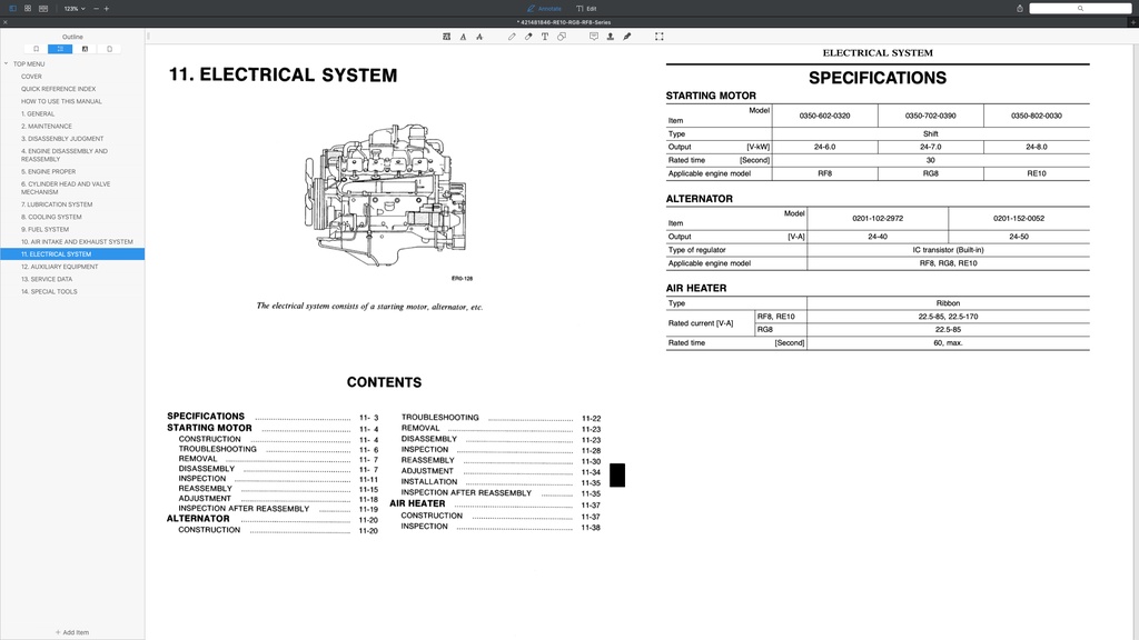 NISSAN UD DIESEL ENGINE RE10 / RF8 TC TD/ RG8 SERVICE REPAIR MANUAL ...