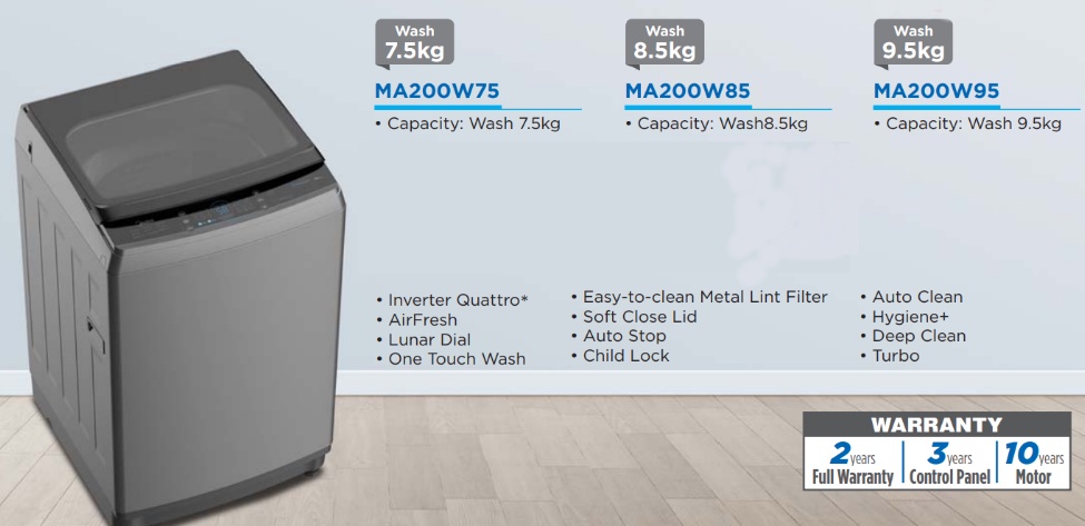 Midea MA100W75 Fully Auto Washer Washing Machine Mesin Basuh 洗衣机 7.5kg ...