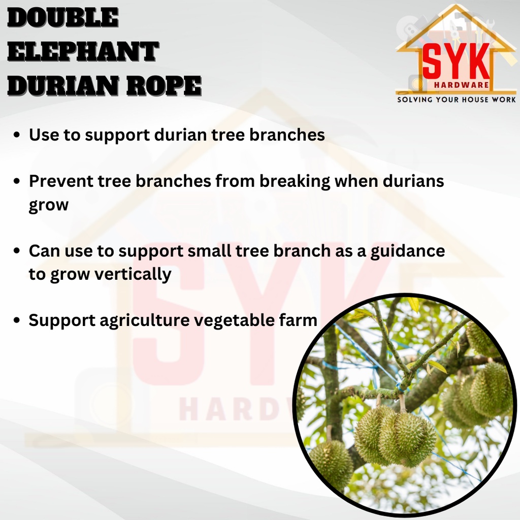 SYK Double Elephant Durian Rope 1 Inch x 200 Meter Support Tie Durian ...