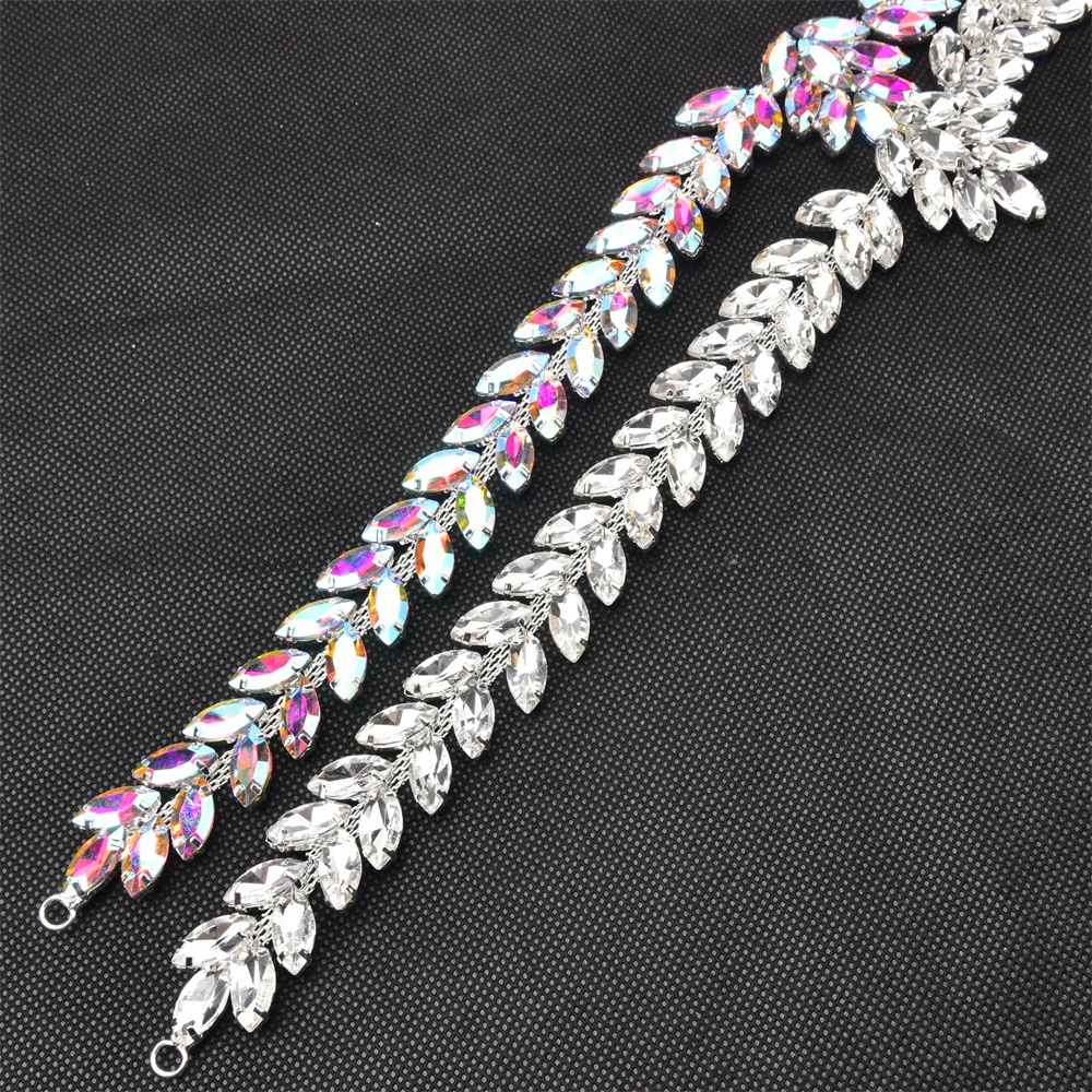 Glass Shiny AB Crystal Rhinestone Flower Bridal Applique Strass In ...