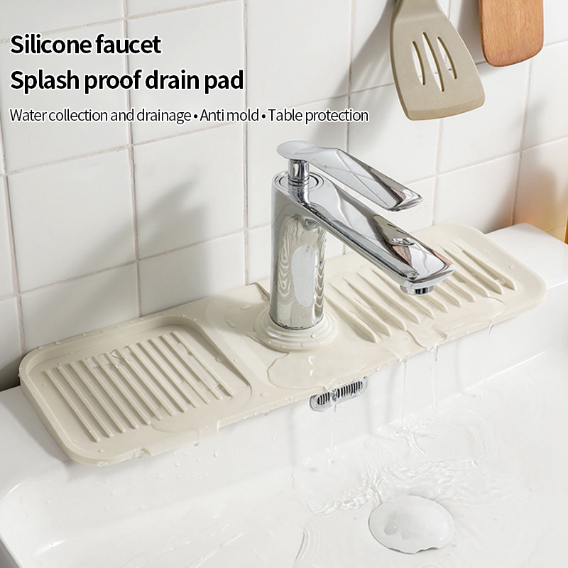 Silicone Drain Pad for Tap Bathroom Collapsible Splash Faucet Mat ...