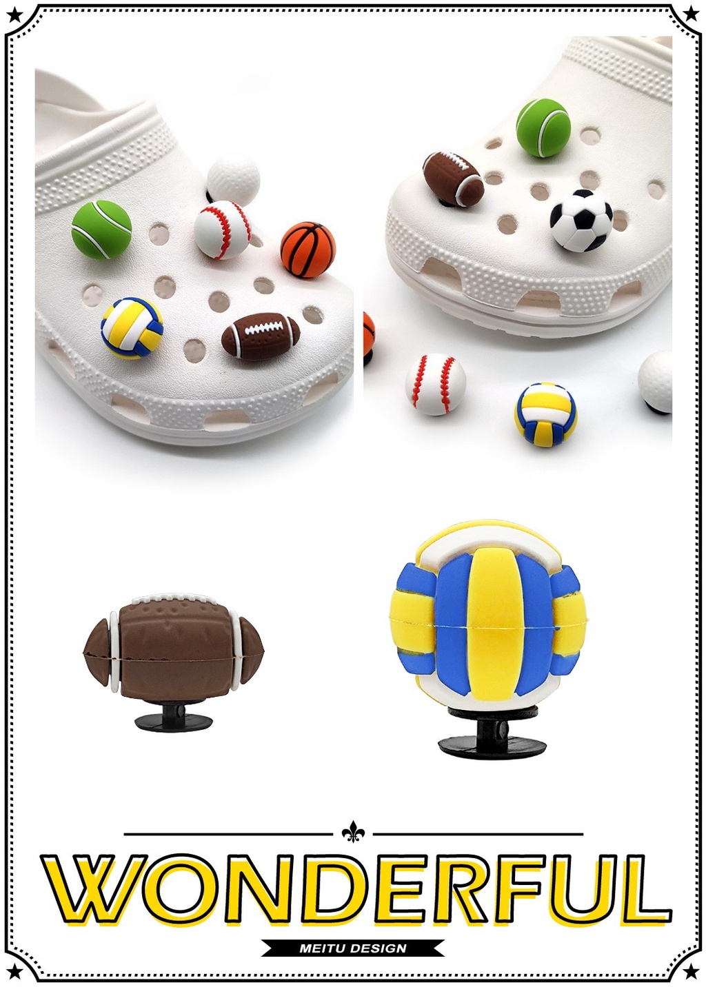 clog charm ins Football/basketball/baseball/golf/tennis/volleyball ...