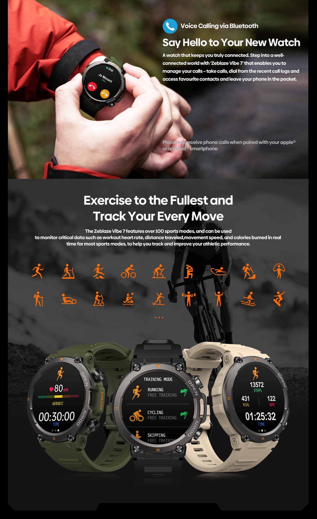 Zeblaze Vibe 7 Pro Smart Watch Men 1.43in AMOLED Touch Screen Bluetooth ...