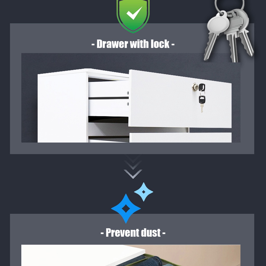 Almari Baju Laci/3 Layers Chest Drawer Storage with LOCK AND KEYS my ...