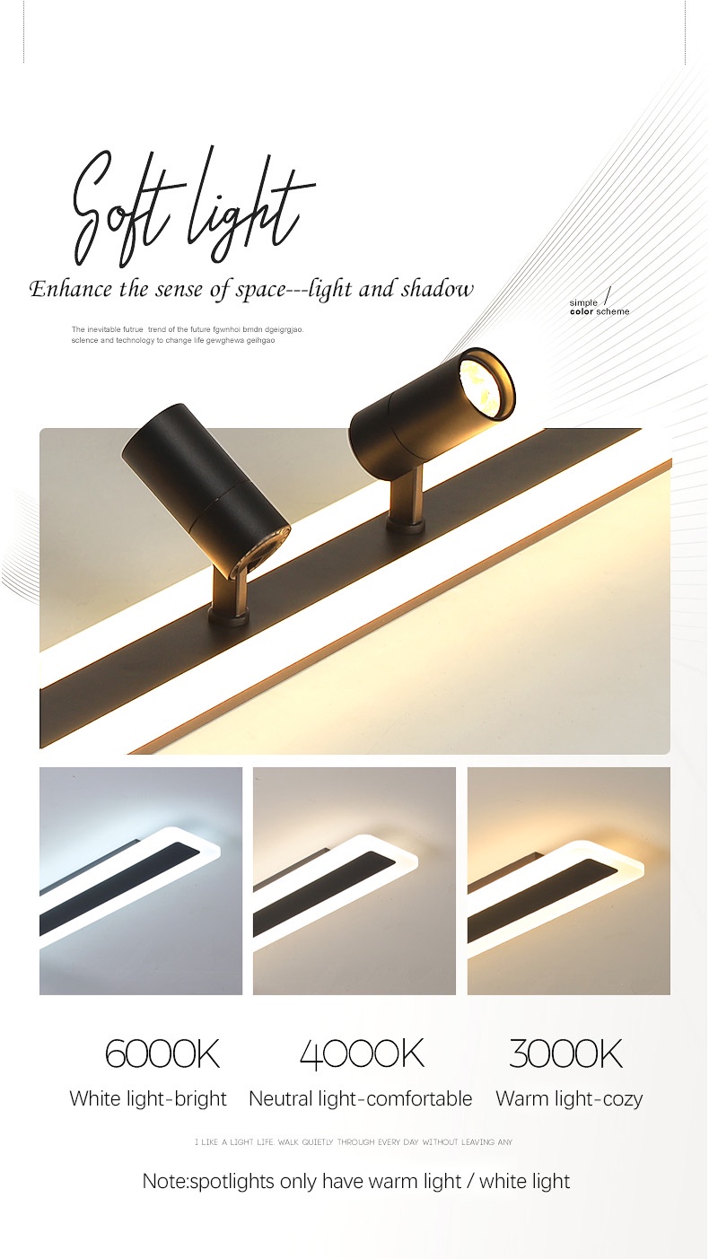 LED Track Ceiling Lamp With Spotlight Long Strip Ceiling Light for ...