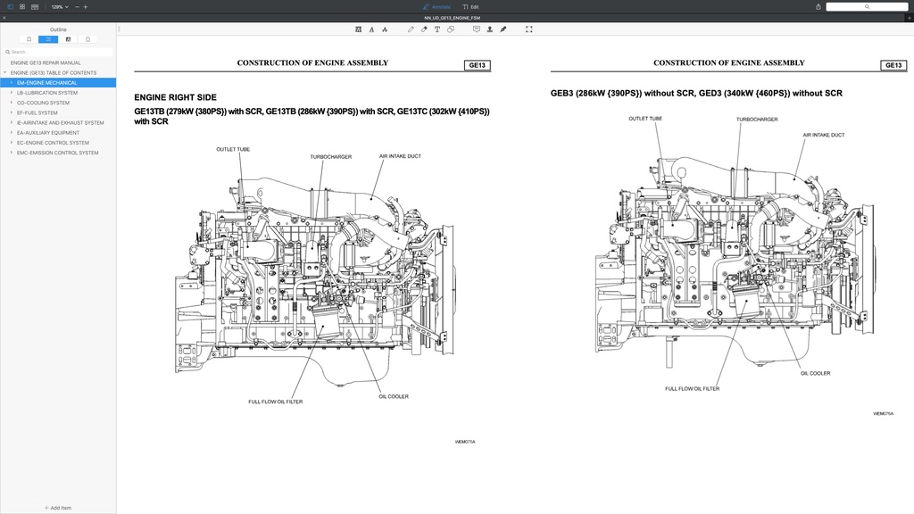 NISSAN UD DIESEL ENGINE GE13/ GE13TC/ GE13TB/ GE13TF/ GE13TD SERVICE ...