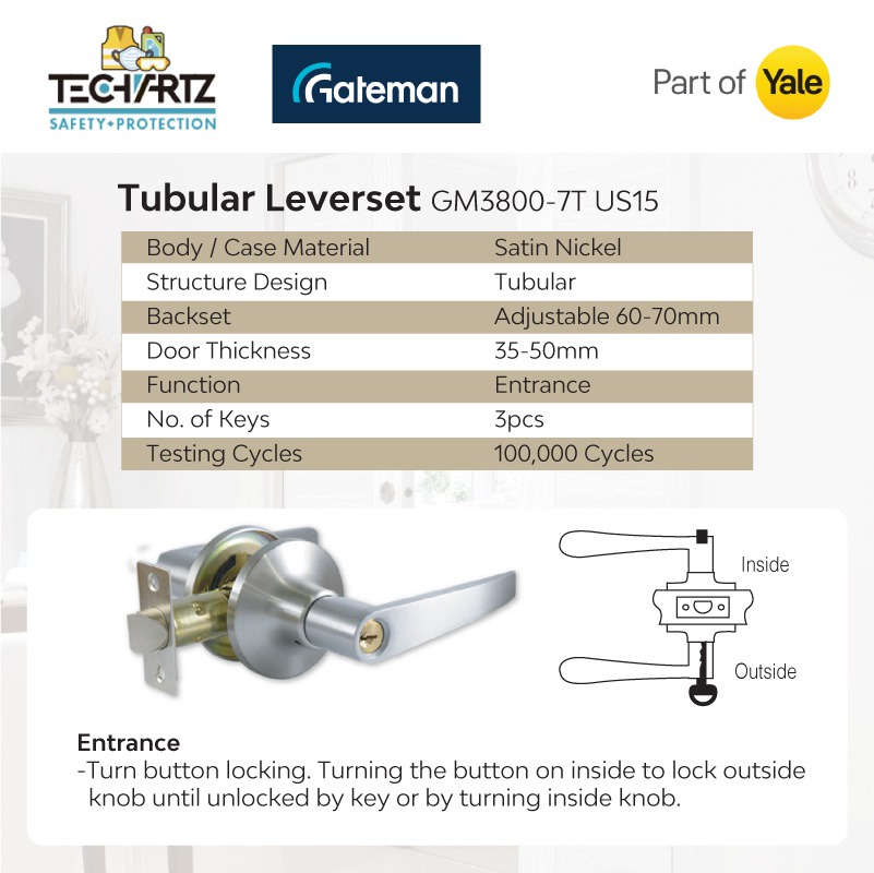 GATEMAN Tubular Leverset | Tubular Lever Entrance & Privacy Lock Set ...