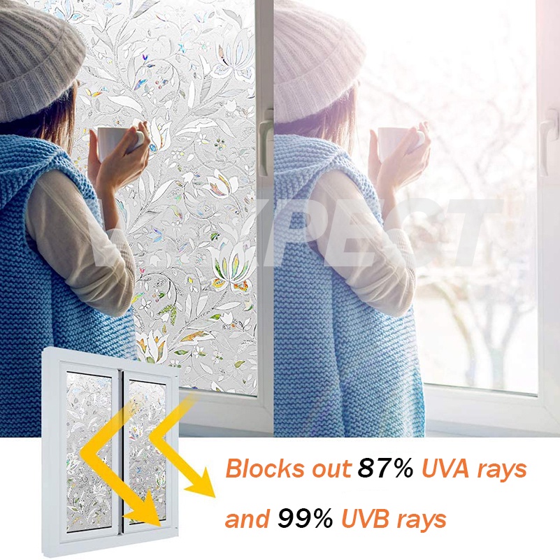 Window Glass Privacy Sticker, 3D Decorative Window Glass Film, Sun ...