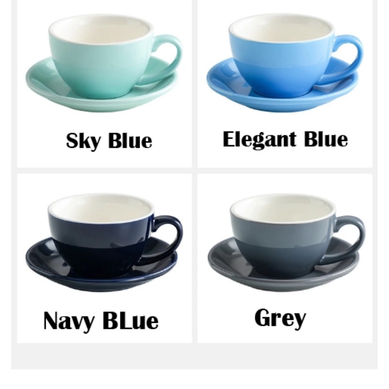 [Ready Stock] European Style Colourful Ceramic Barista Latte Cup set ...