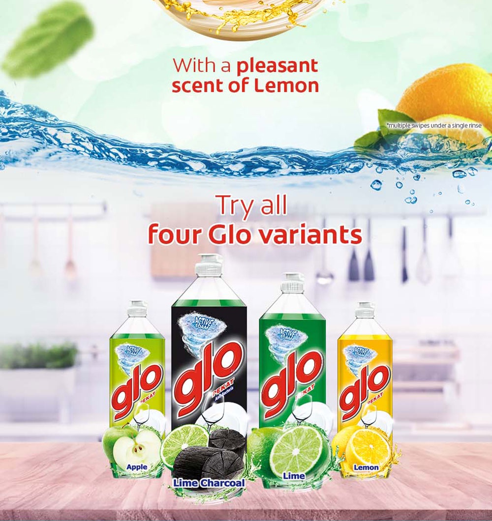 Glo Active Foam Lemon Dishwash Liquid 800ml | Shopee Malaysia