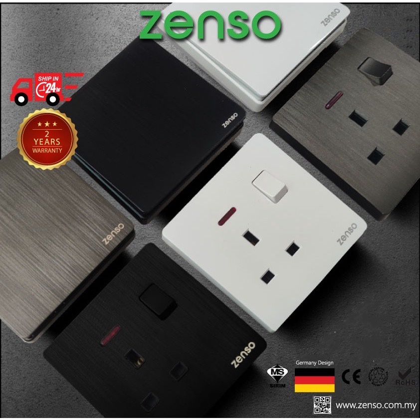 [SIRIM] Zenso Grande Galaxy Black Socket Wall Switch Slim Modern ...