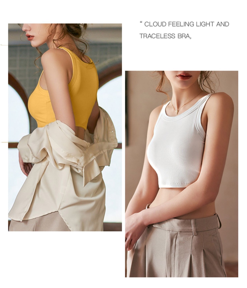 【Queen's Secret】Vintage round neck short crop top, women with chest pad ...