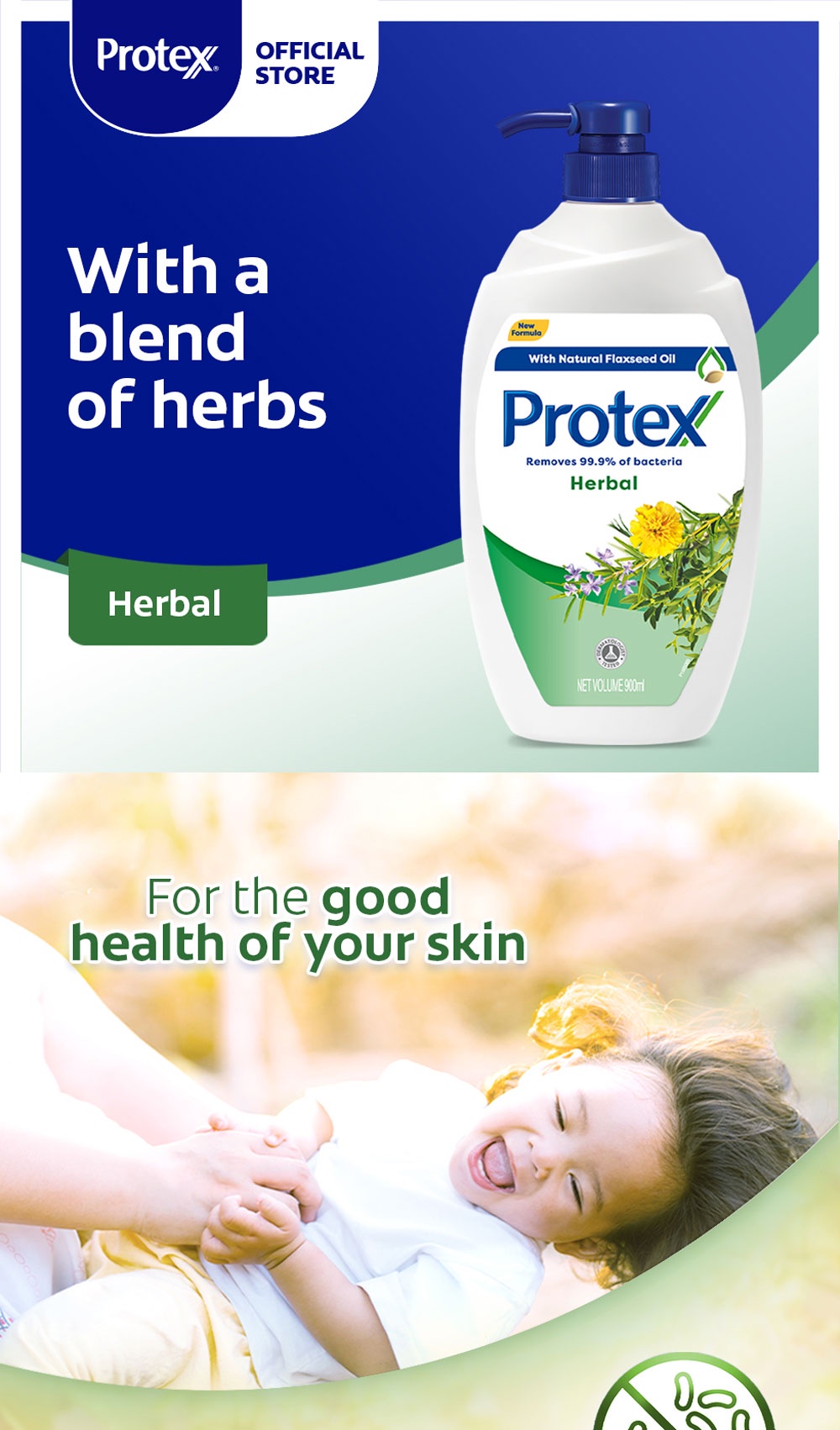 Protex Herbal AntiBacterial Shower Gel Eliminates 99.9% Bacteria (900ml ...