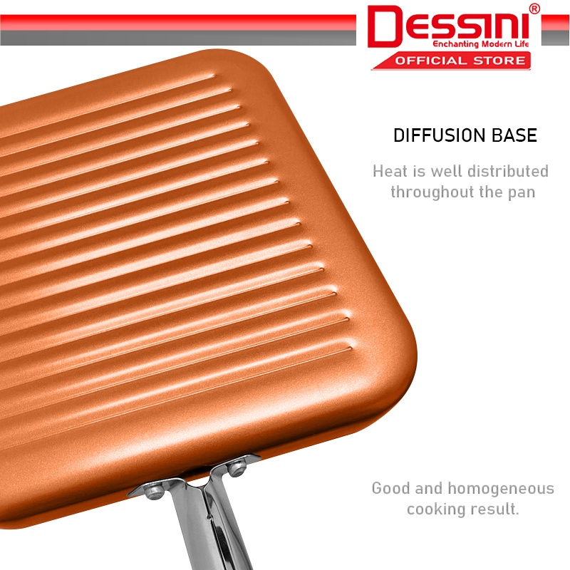 DESSINI ITALY Zero Fat 24CM Grill Steak Frying Pan Die Cast Aluminium ...