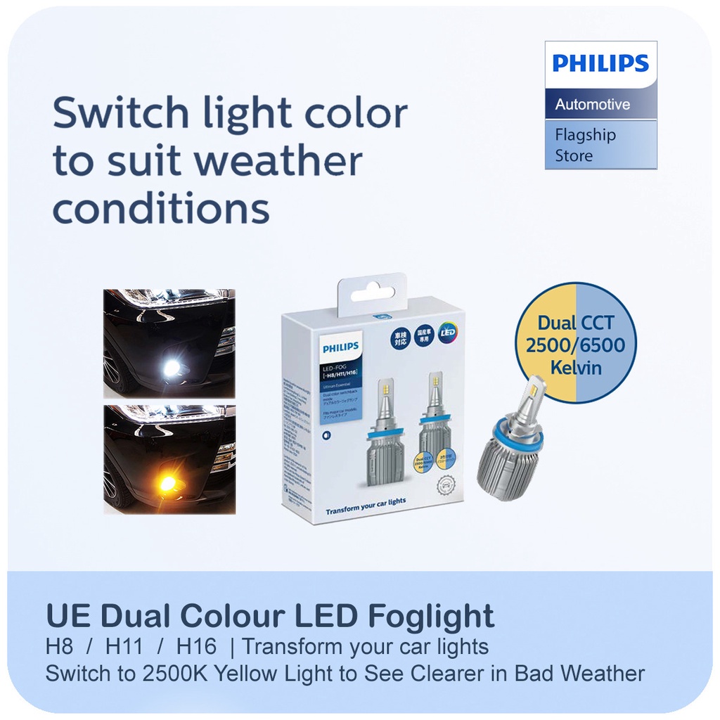 Philips UE Dual Color LED FogLight - H8/H11/H16 (Switchable Stylish ...