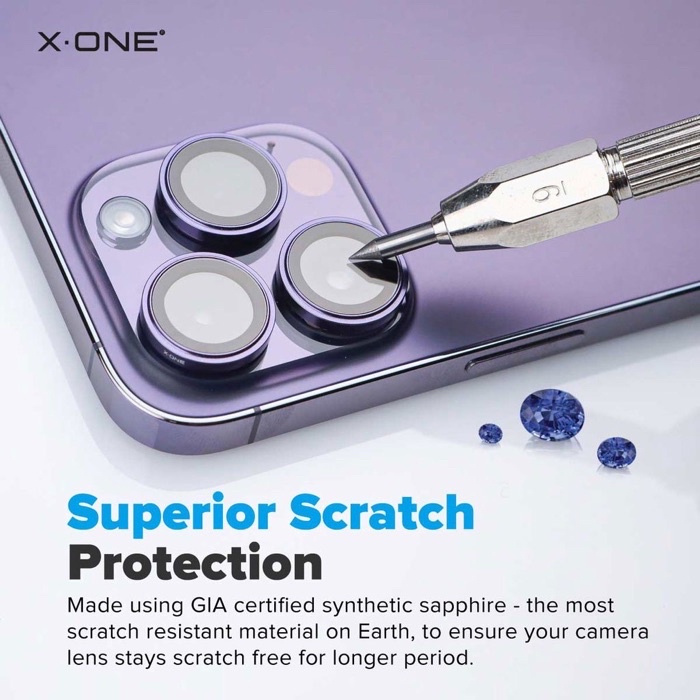 X.One Camera Armor Pro Gia Sapphire Lens Protector For iPhone 16 Pro Max/15 Plus/14 Pro/13 Pro ...