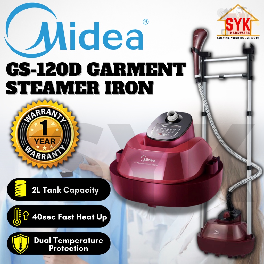 SYK MIDEA GS-120D 1500W 2L Garmet Steamer Stand Iron Machine Steamer ...