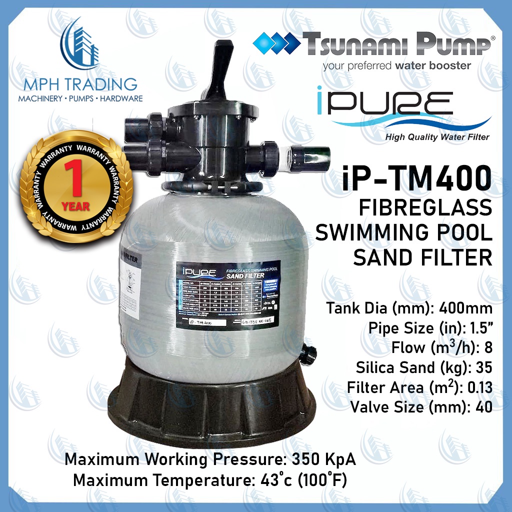 IPURE iP TM400 IP TM525 Swimming Pool Sand Filter 400MM / 525MM Recycle ...