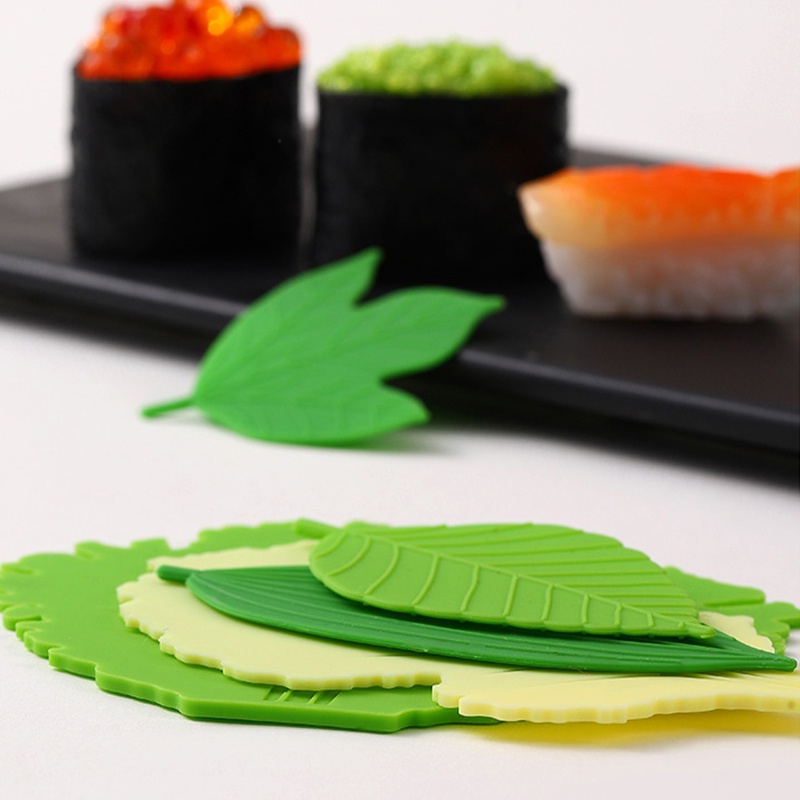 1 Set Creative Green Leaf Shaped Sushi Separator Rice Ball Divider Oil ...