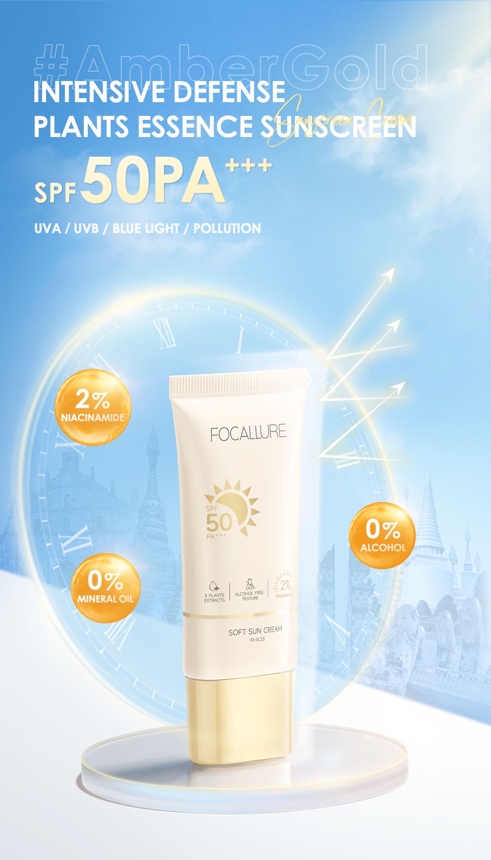 FOCALLURE #AmberGold 4-in-1 Intensive Defense Sunscreen Gel Sample ...