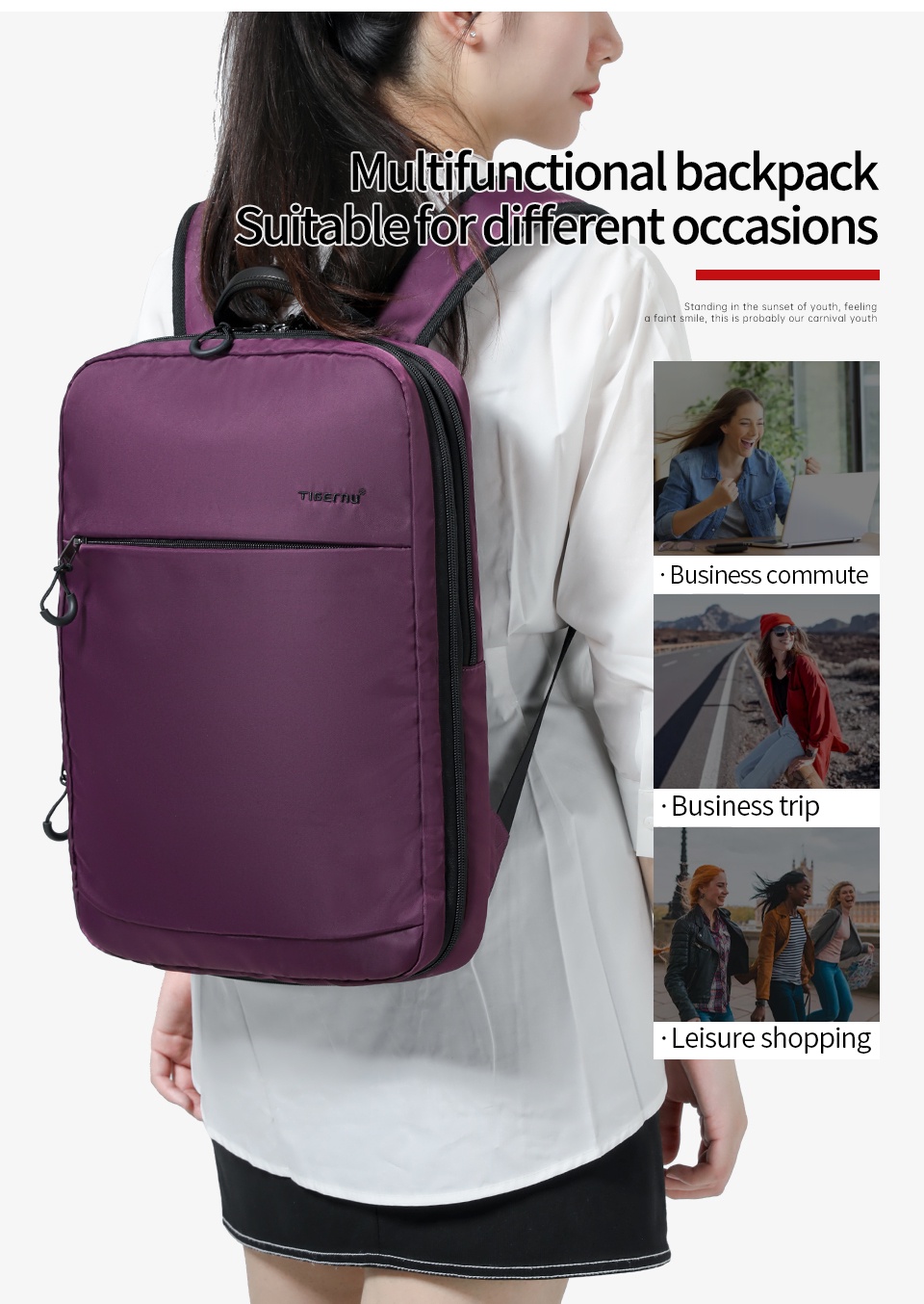 Tigernu 9013 Expandable Women Laptop Bag Waterproof Lightweight 15.6 ...