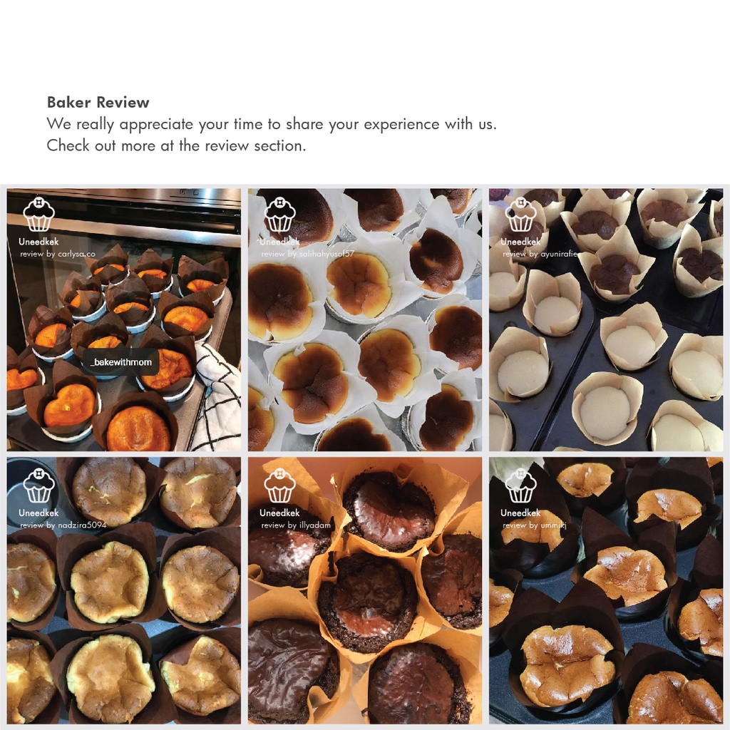 Uneedkek Bekas Muffin Cawan Tulip Paper Cup Burnt Cheese Cake Paper ...