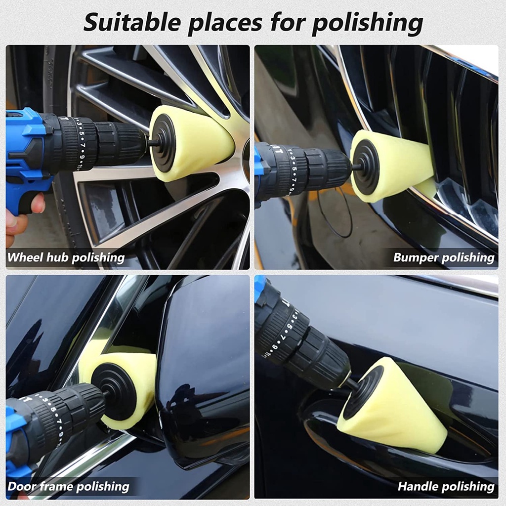 Car Wheel Sport Rim Polish Sponge 】Round Cone Foam Buffing Sponge DIY ...