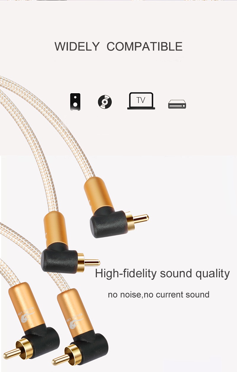 GOLLEY LION 2RCA to 2 RCA Audio Cable Male to Male Gold-Plated 1m 2m 3m ...