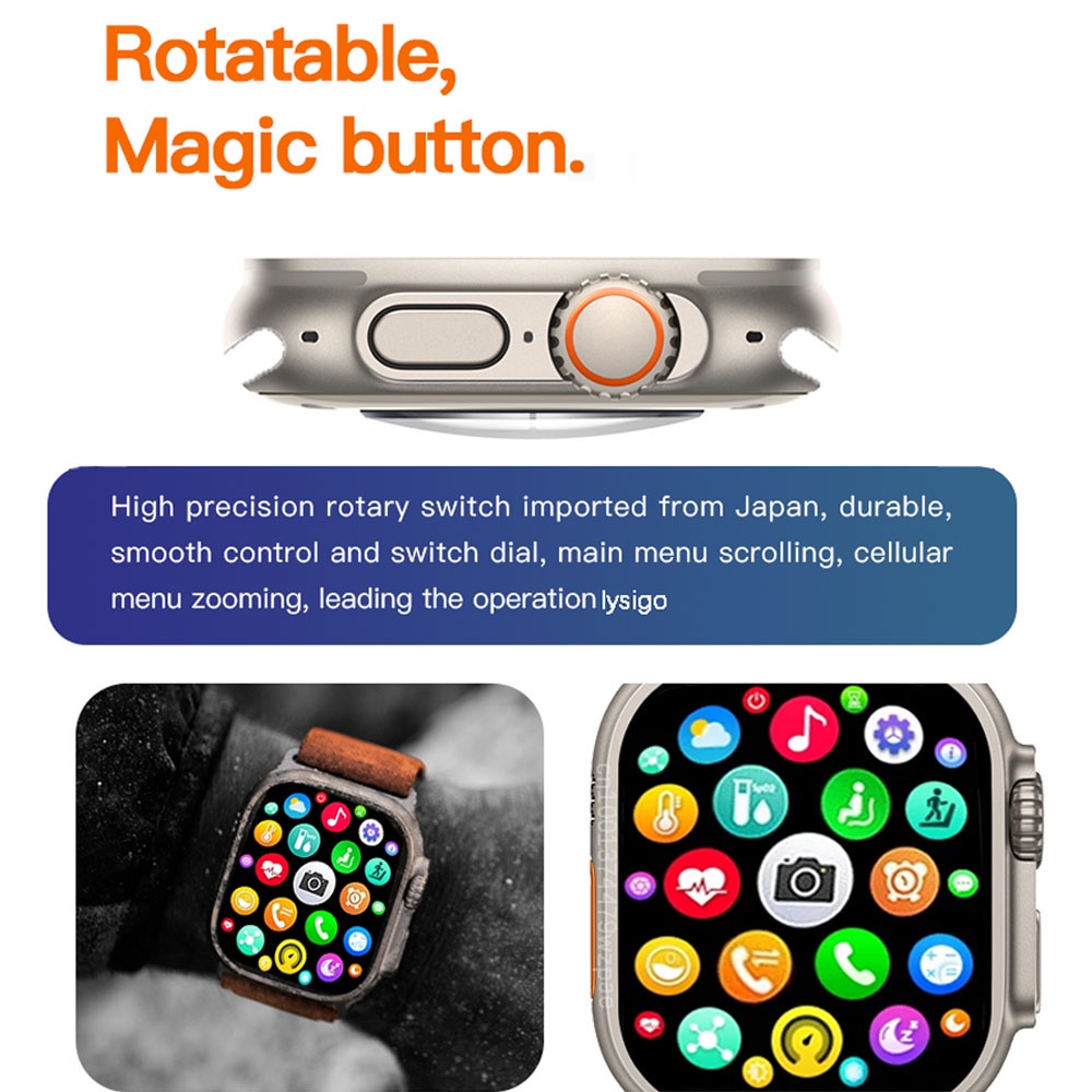 Original iwo 8 Ultra Smart Watch Series 49MM 8 SOS NFC Siri ECG ...