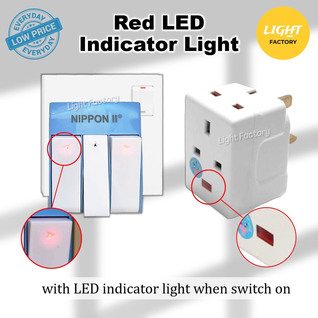 [SIRIM APPROVED] 3 Way Adapter with switch 3 Pin Conversion Plug ...