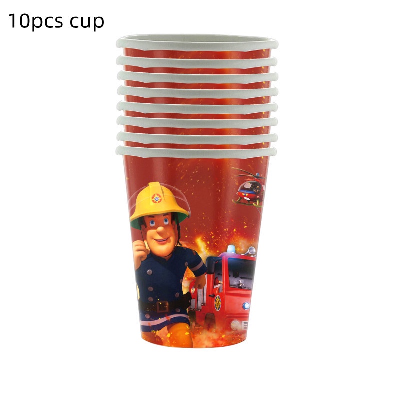 Fireman Sam Party Tableware Plates Cups Fire Engine truck Fireman Sam ...