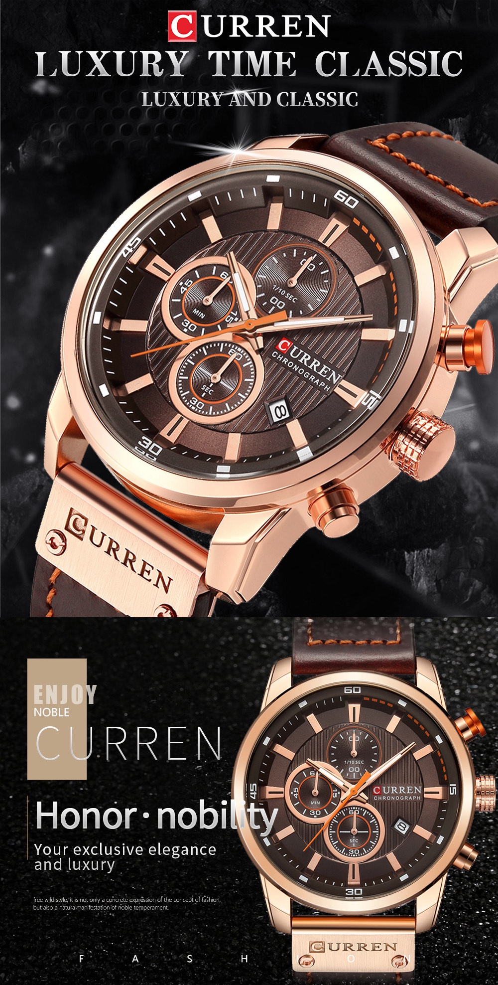 CURREN 8291 Jam Tangan Lelaki Fashion Casual Chronograph Waterproof ...